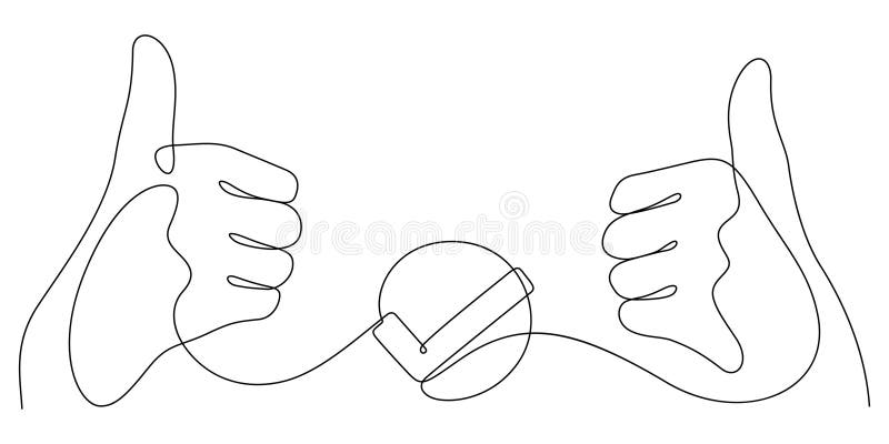Thumbs Up in Continuous Line Drawing with Check Mark Sign Minimalism ...