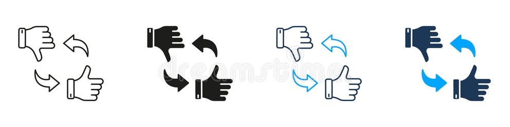 Thumbs Up and Down with Arrows Line and Solid Icon Set. Feedback and ...