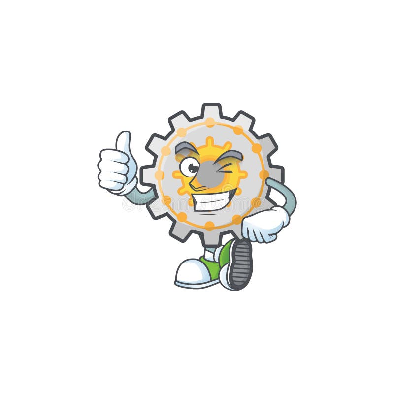 Thumbs Up Gear Machine Cartoon Character with Mascot Stock Vector ...