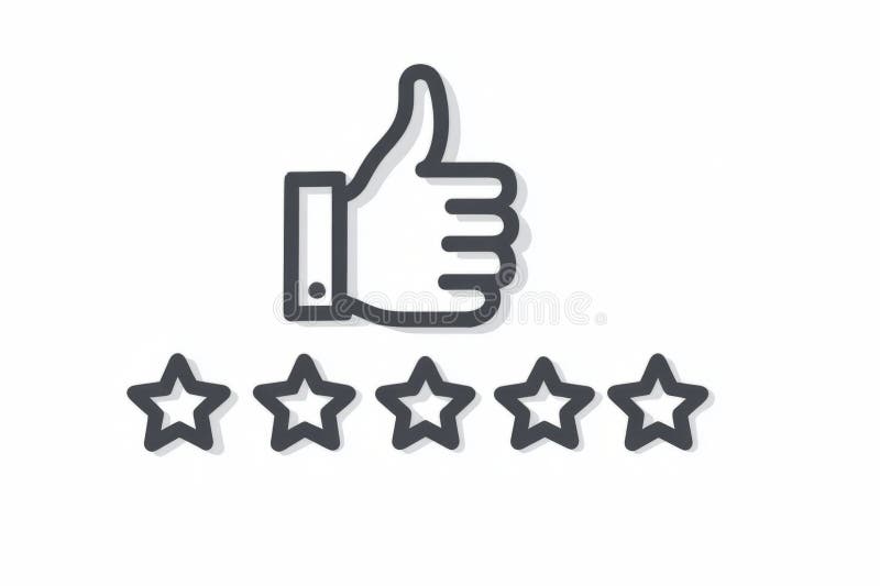 Thumbs-up Hand Gesture Near Five-star Line, Minimalist Feedback Icon on ...