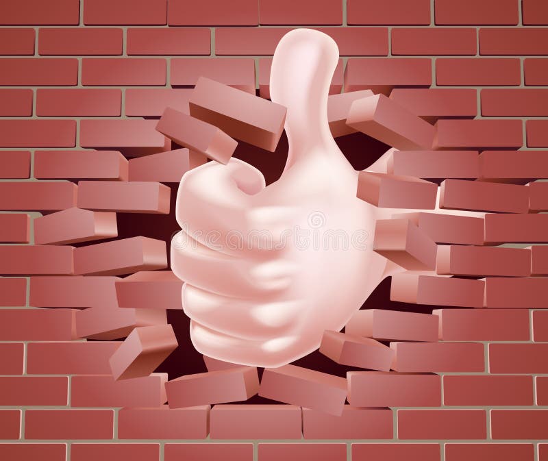 Thumbs Up Hand Smashing Wall Stock Vector - Illustration of icon ...