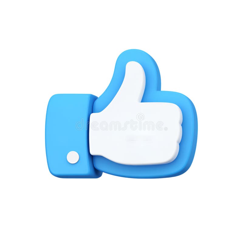 Thumbs Up Icon, Blue and White Rendering of a Like Gesture on White ...