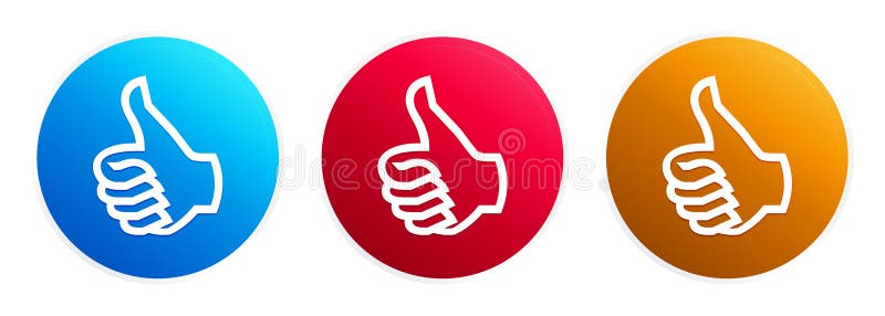 Thumbs Up Icon Premium Trendy Round Button Set Stock Vector ...