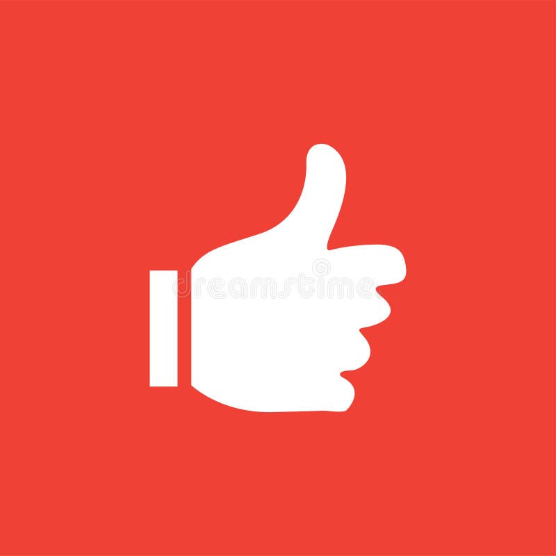 Thumbs Up Icon on Red Background. Red Flat Style Vector Illustration ...