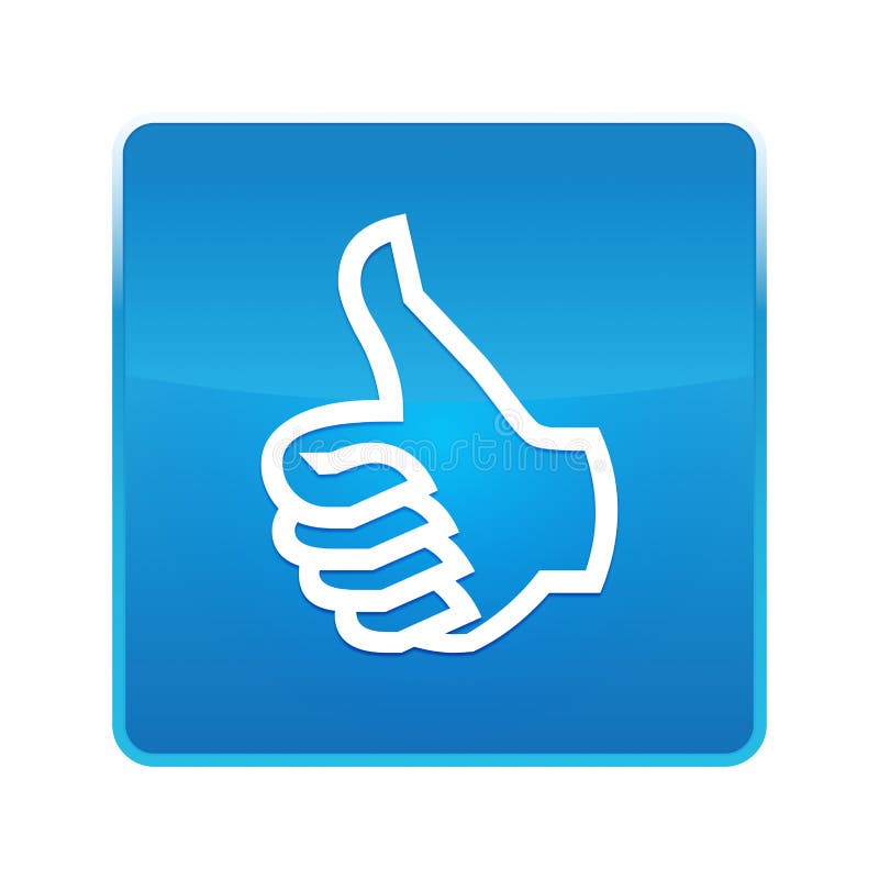 Thumbs Up Icon Shiny Blue Square Button Stock Illustration ...