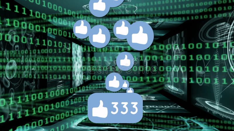Thumbs-up Icons and Binary Code Animation in Digital Network Environment Stock Video - Video of ...