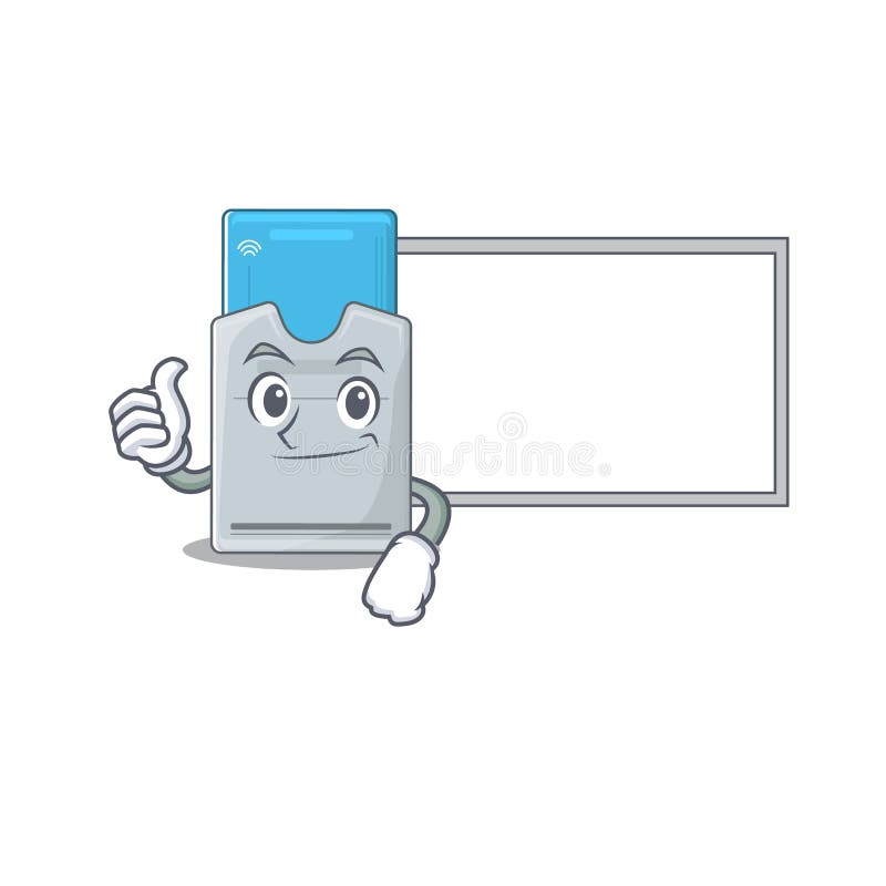 Thumbs Up of Key Card Cartoon Design with Board Stock Vector ...