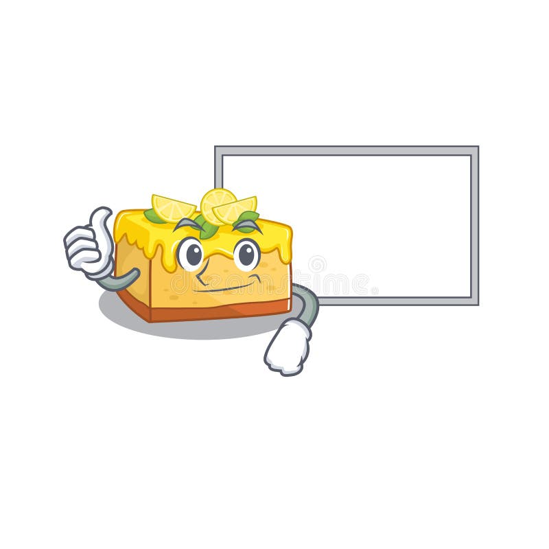 Thumbs Up of Lemon Cheesecake Cartoon Design Having a Board Stock ...