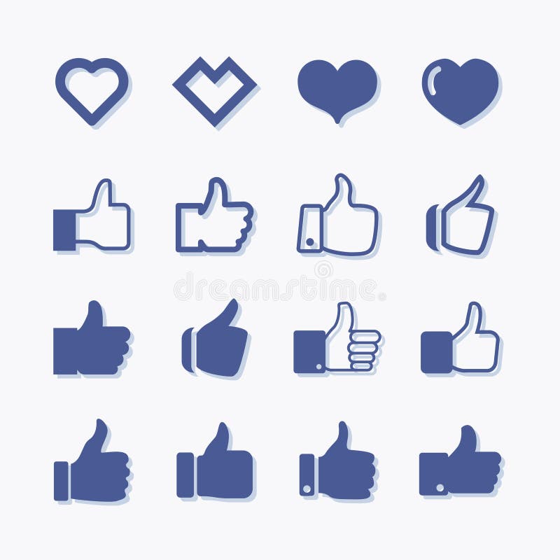 Thumbs Up and Like Flat Vector Icons Set. Stock Vector - Illustration ...