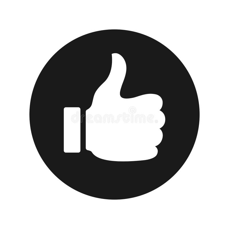 Thumbs Up Like Icon Flat Black Round Button Vector Illustration Stock ...