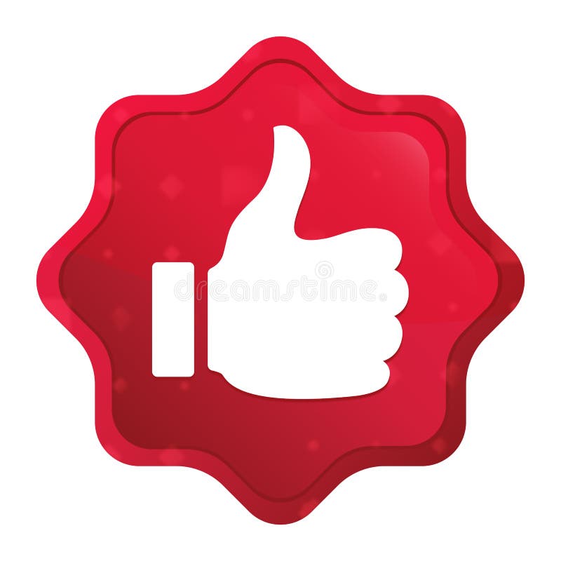 Thumbs Up Like Icon Misty Rose Red Starburst Sticker Button Stock ...