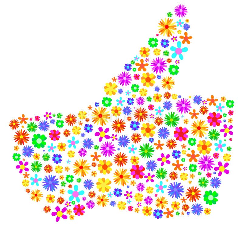 Thumbs Up Made of Flowers Abstract Stock Vector - Illustration of ...