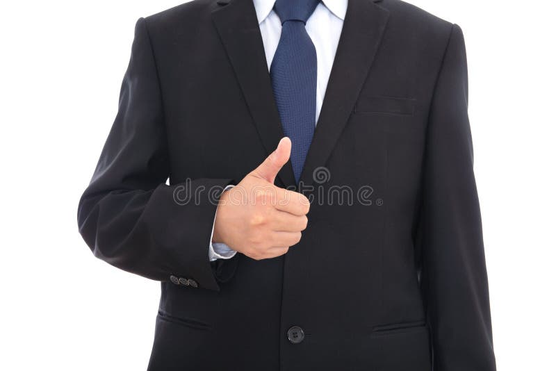 Thumbs Up Male Hand in Black Suit Stock Photo - Image of black, hand ...