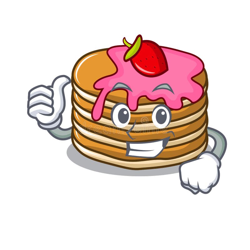 Thumbs Up Pancake with Strawberry Character Cartoon Stock Vector ... Thumbs Up Pancake with Strawberry Character Cartoon Stock Vector ...