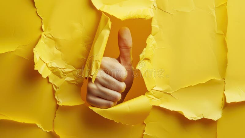 The Thumbs Up through Paper.AI Generated Image Stock Image - Image of ...