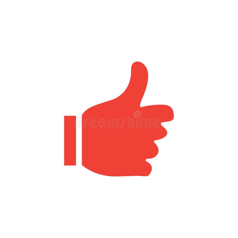 Thumbs Up Red Icon on White Background. Red Flat Style Vector ...