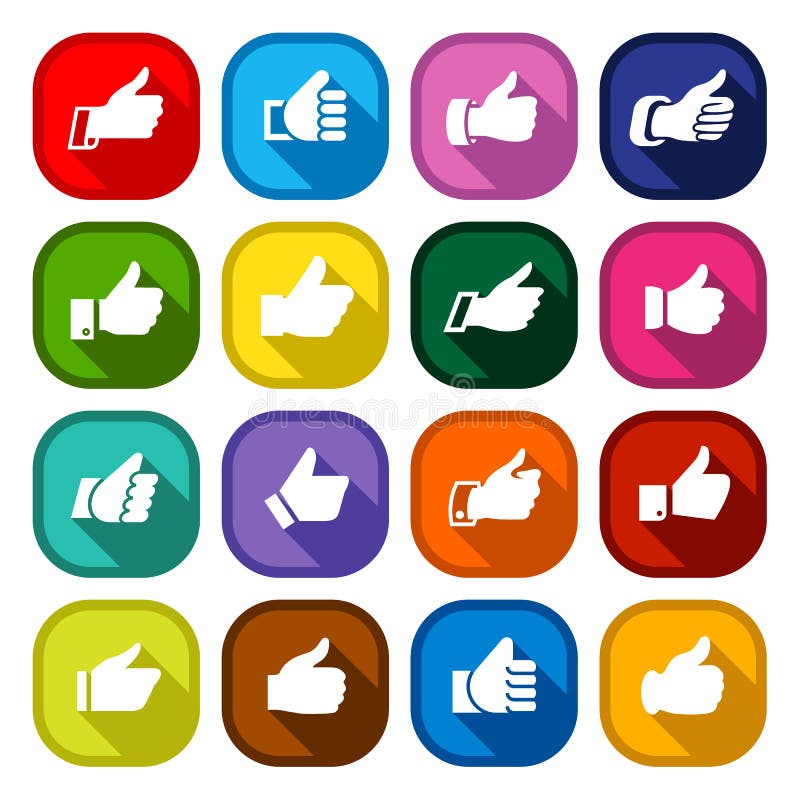 Thumbs Up, Set Colored Buttons Stock Vector - Illustration of dislike ...