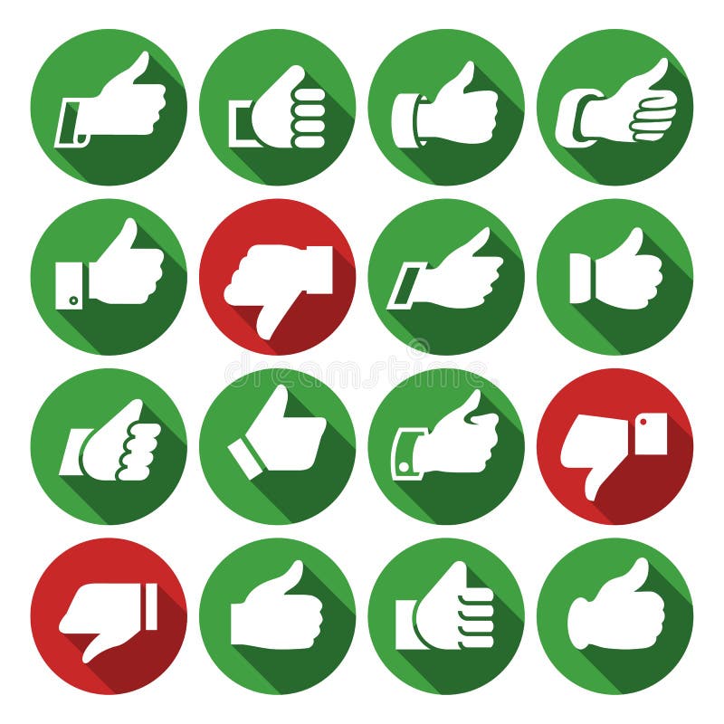 Thumbs Up, Set Icons on Round Buttons Stock Illustration - Illustration ...