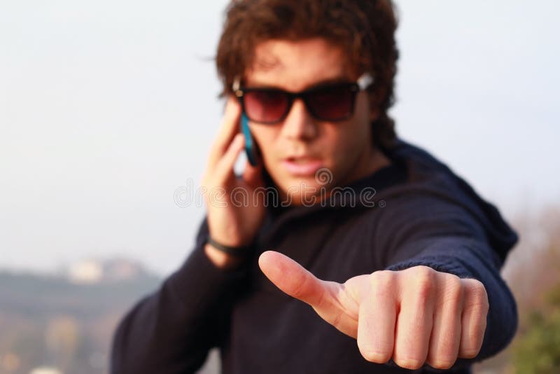 Thumbs-up Sign from Cool Guy Stock Photo - Image of beautiful, energy ...