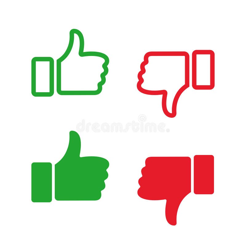 Thumbs Up and Thumbs Down Icons. Set of Thumb Up and Down Symbol Stock ...