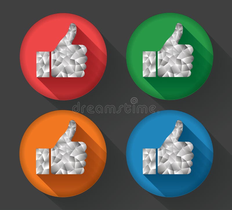 Thumbs Up Vector Icon Set in Low Poly Design Stock Vector ...