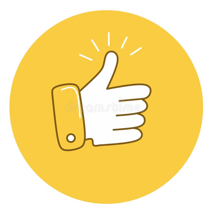 Thumb Up Vector Icon. Style is Flat Rounded Symbol, Yellow Color ...