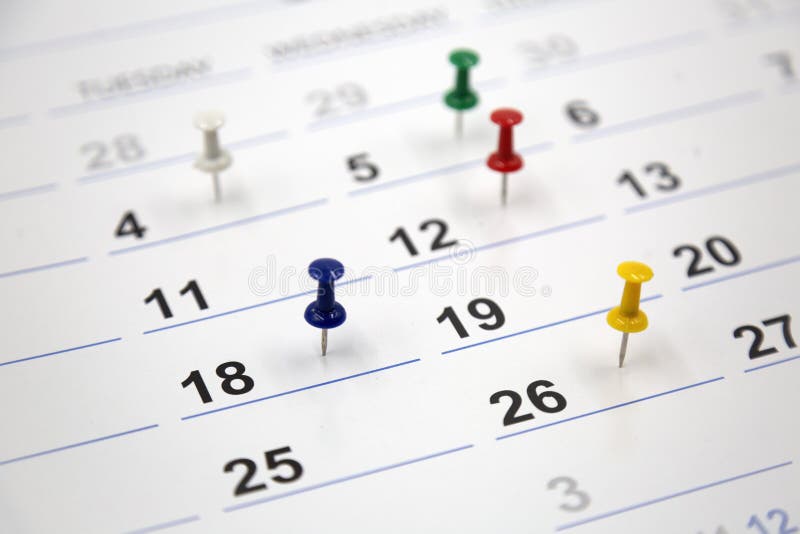 Thumbtack on Calendar for Busy Month Stock Image - Image of date ...