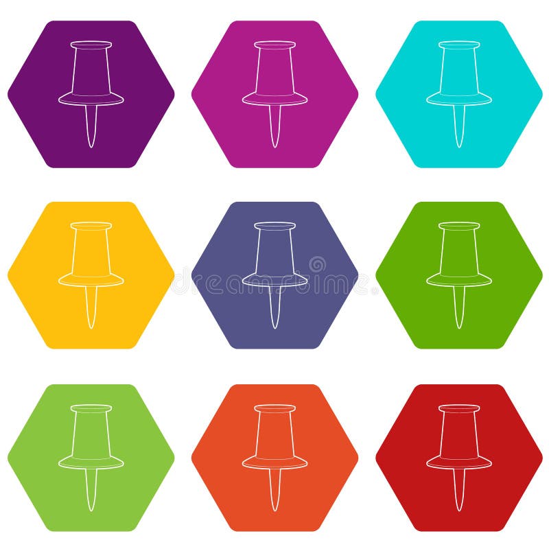 Thumbtack Icons Set 9 Vector Stock Vector - Illustration of paper ...