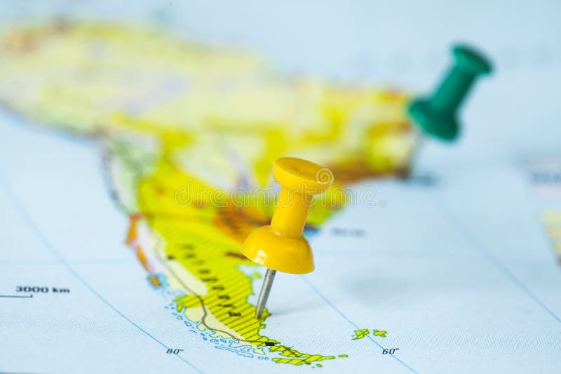 Thumbtack on map stock image. Image of searching, journey - 67009439