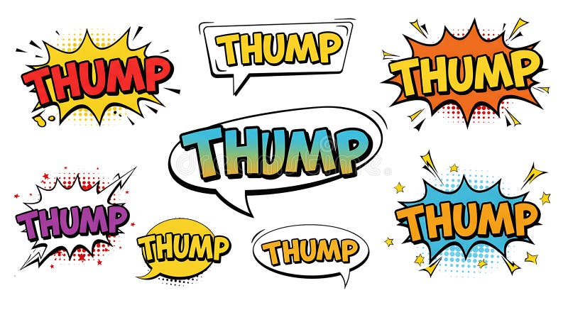 Thump Comic Speech Bubbles with Cartoon Effects for Graphic Design ...