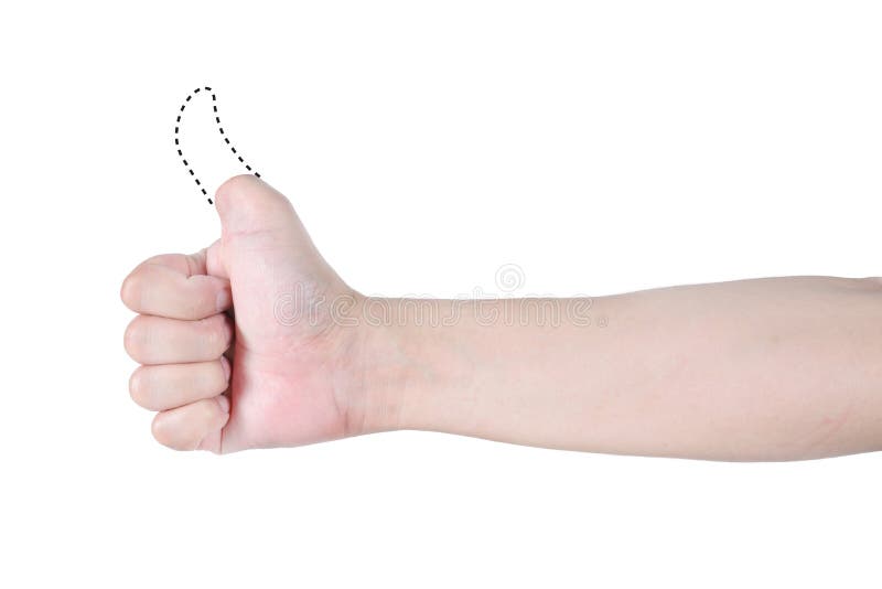 Thump Up Disabled Hand with Dash Line Isolated on White Background ...
