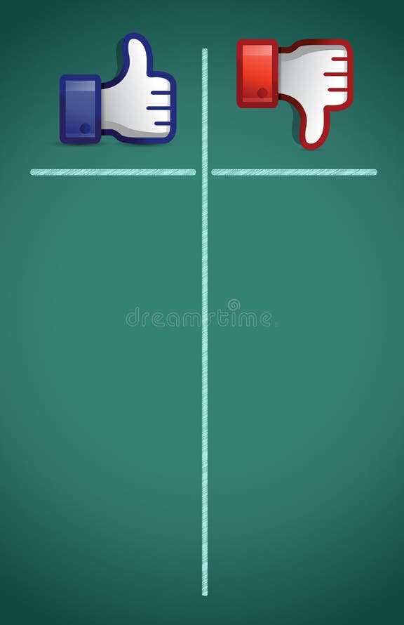 Thump Up & Thumb Down, Pros and Cons Stock Illustration - Illustration ...