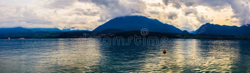Thun lake full view stock image. Image of landscape, maple - 39168535