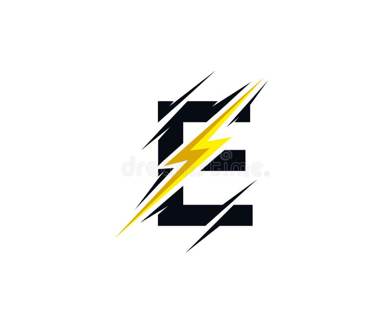 Thunder Bolt E Letter Logo Icon. Stock Illustration - Illustration of ...