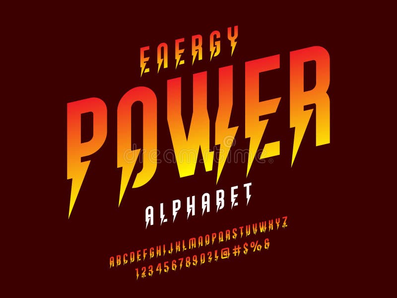 Thunder bolt font stock vector. Illustration of graphic - 253423582