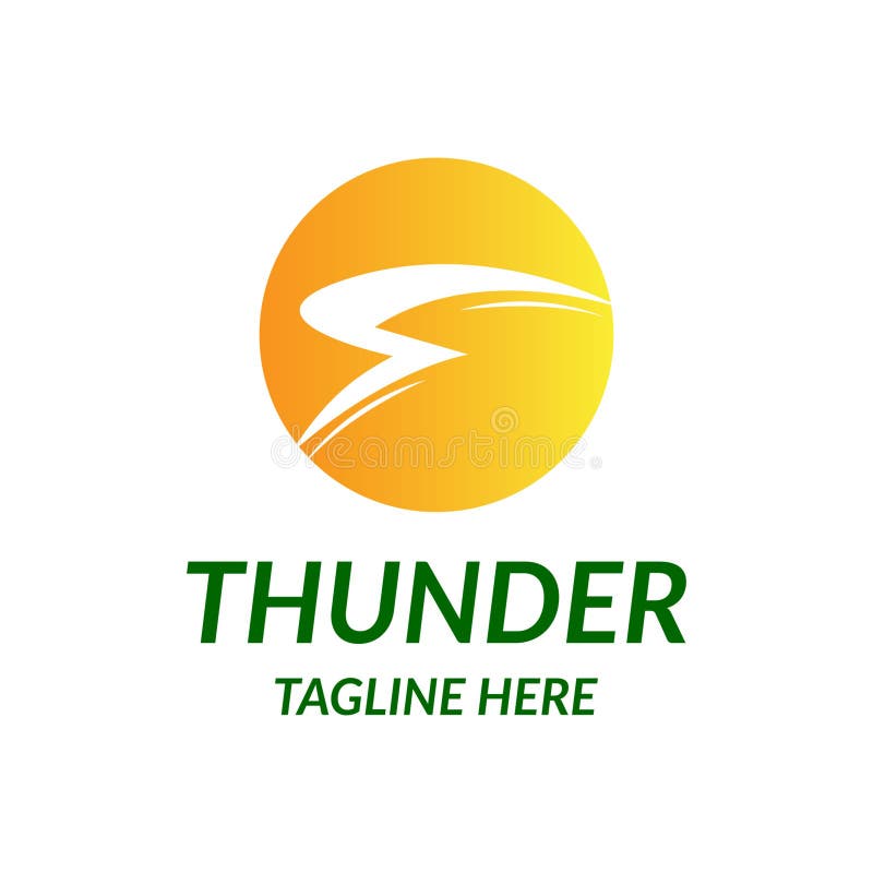 Thunder and Bolt Lighting Flash with Circle Logo Design Template. Stock ...