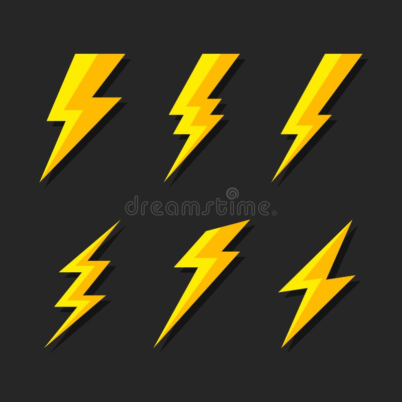 Thunder and Bolt Lighting Flash Icons Set. Vector Stock Vector ...