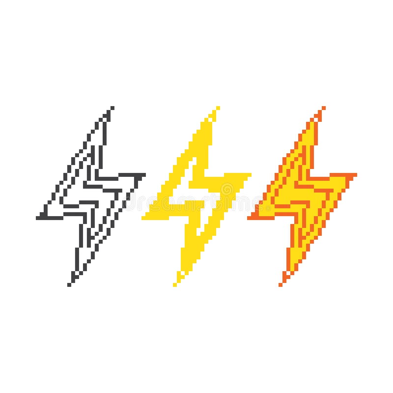Thunder Bolt. Pixel Art Icon Vector Illustration Stock Illustration ...