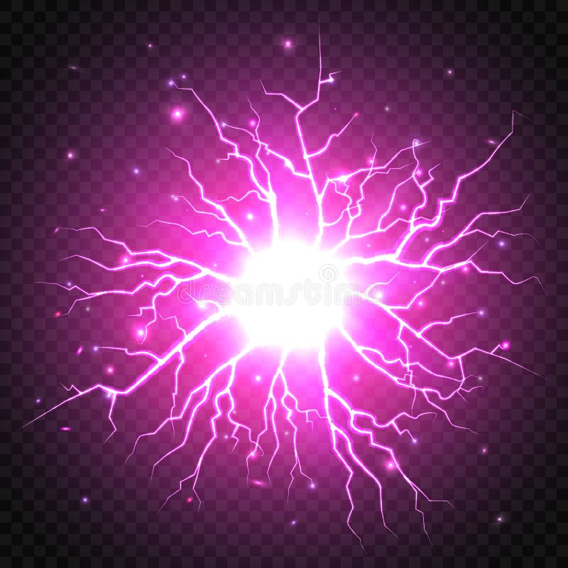 Lightning Flash Light Thunder Spark On Transparent Background. Stock ...