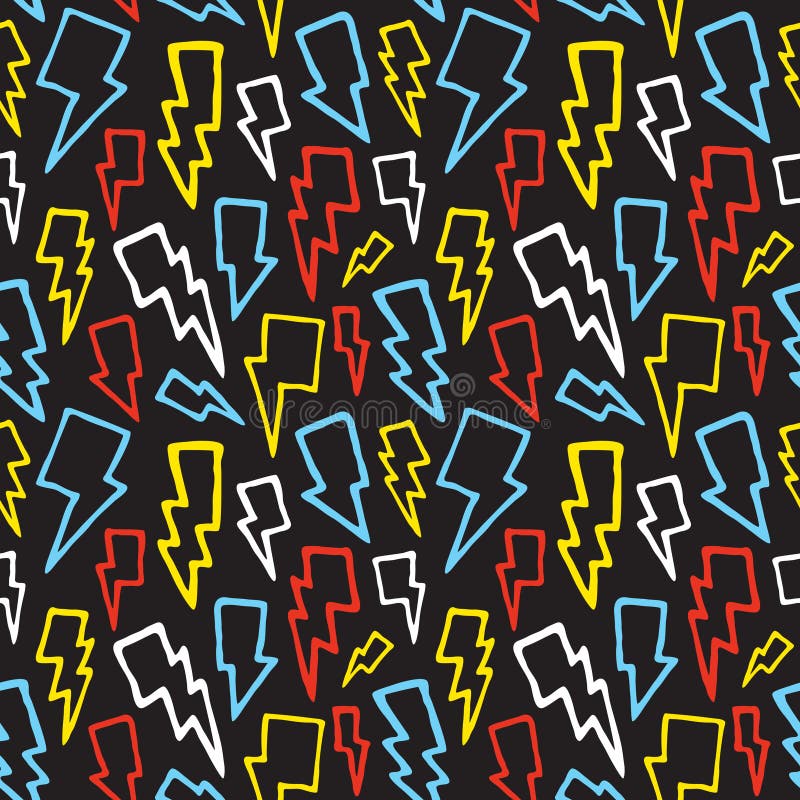 Thunder Bolts Seamless Vector Pattern Stock Vector - Illustration of ...