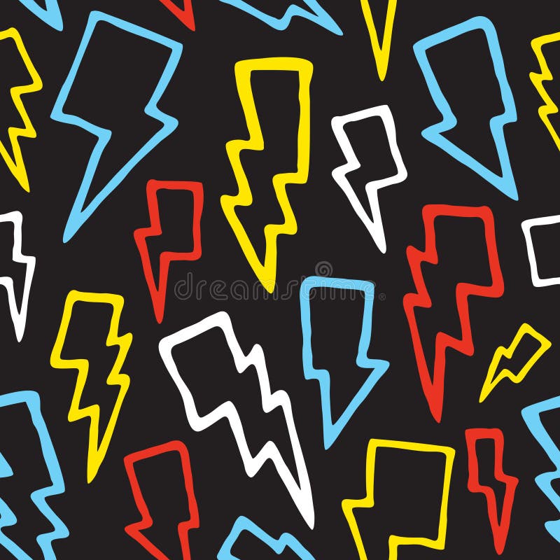 Thunder Bolts Seamless Vector Pattern Stock Vector - Illustration of ...
