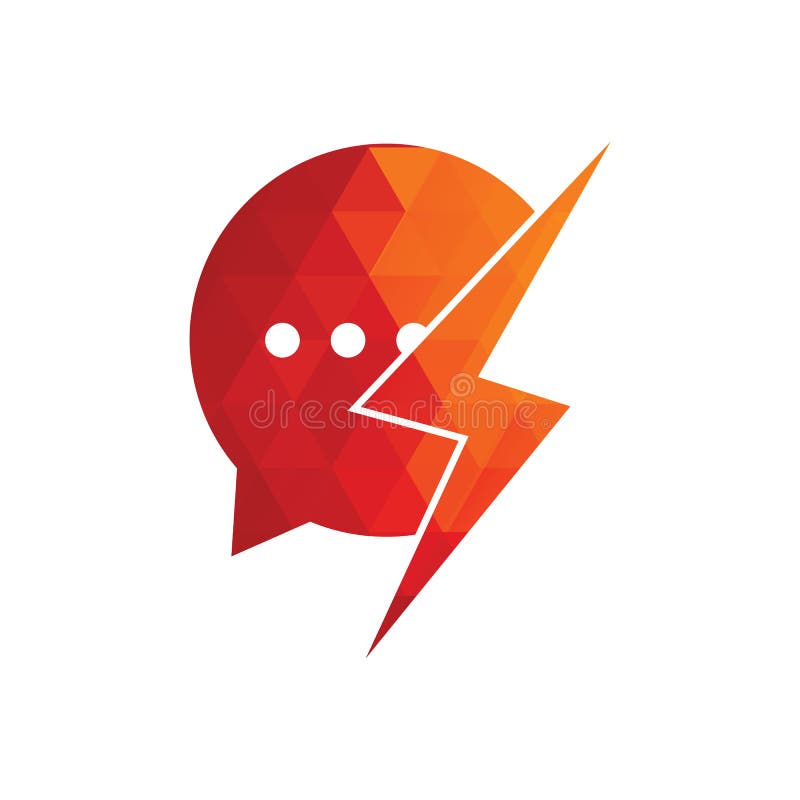 Thunder Chat Bulb Shape Concept Logo Design Icon Vector. Stock Vector - Illustration of light ...