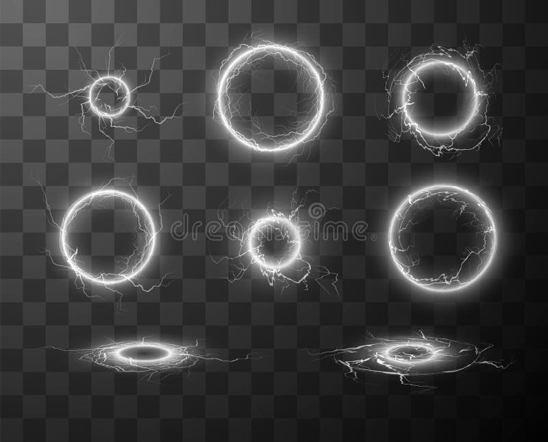 Thunder Circle Effects Vector Illustration Set Stock Illustration ...