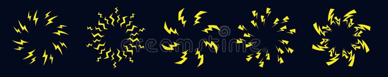 Thunder Circle Round Frame. Battery Charge Flash Bolt Stock Vector ...