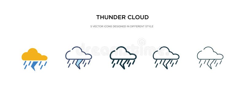Thunder Cloud Icon in Different Style Vector Illustration. Two Colored ...