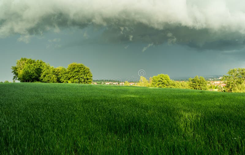 Thunder Clouds Landscape on a Field Stock Photo - Image of country ...