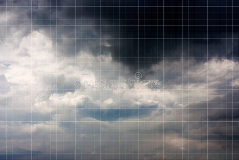 Thunder Clouds with White Square Grid Background. Stock Photo - Image ...