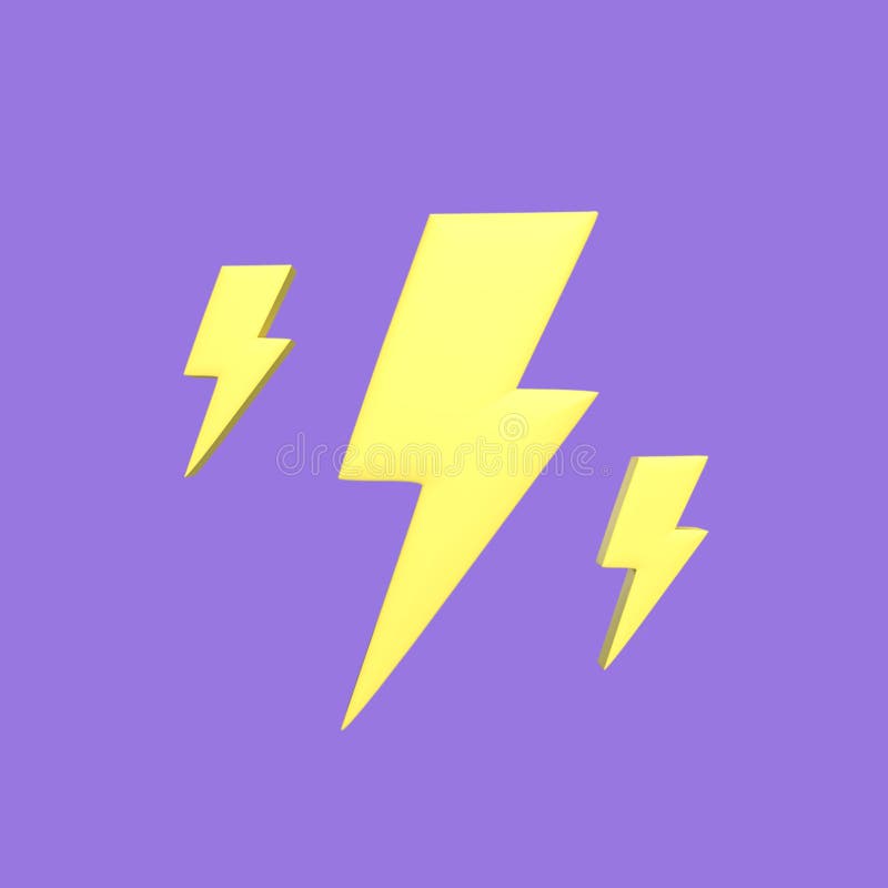 Thunder 3d Icon Model Cartoon Style Concept. Render Illustration Stock ...