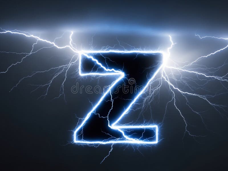 Thunder Electric Light Forming Letter Z on Black Background. Stock ...