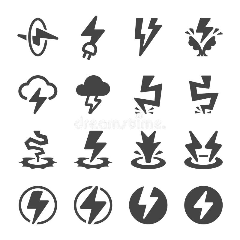 Thunder icon set stock vector. Illustration of electrical - 150127737